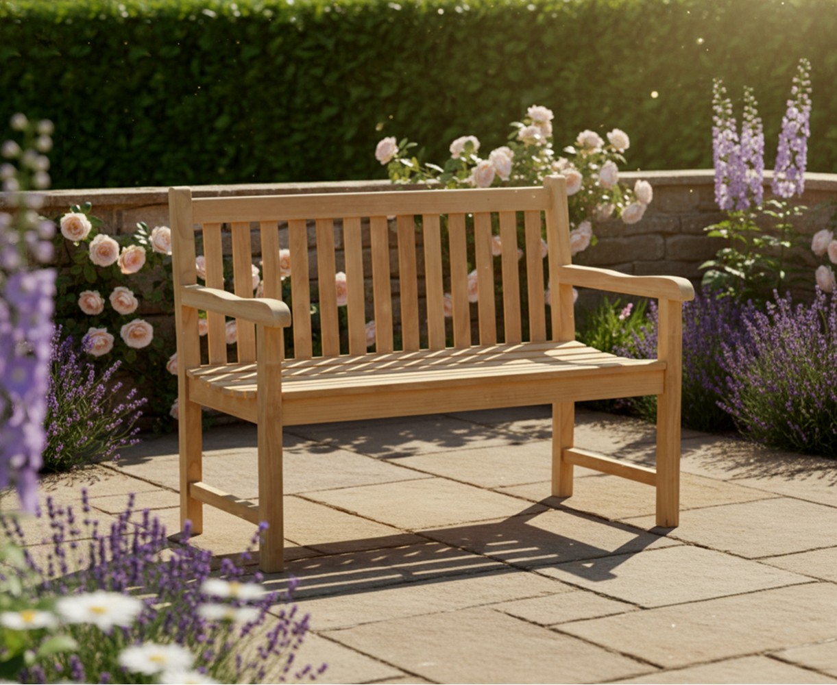 Windsor Teak 4ft Garden Bench | Small Outdoor Bench