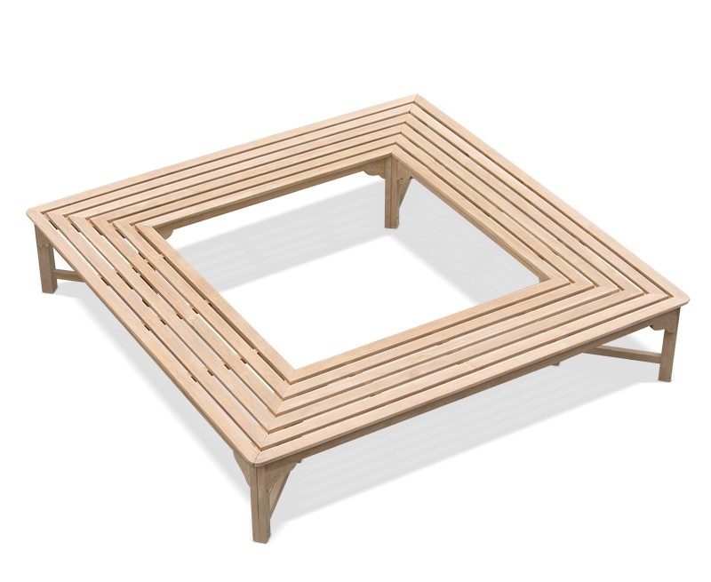 Teak Backless Square Tree Bench – 2.2m