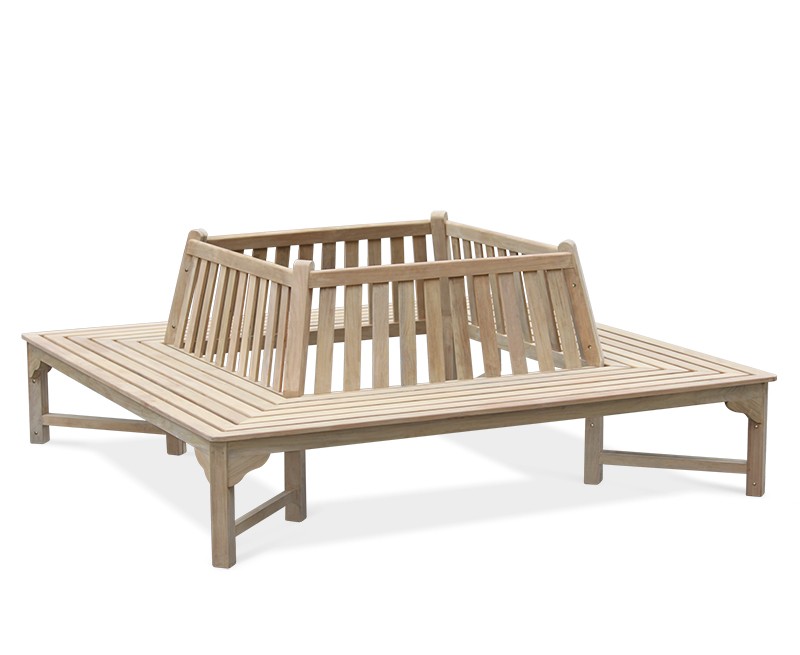 Teak Square Wrap Around Bench with Back – 2.2m