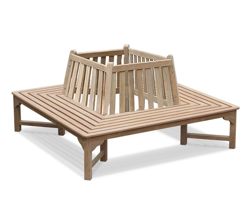 Teak Square Wrap Around Bench with Back-1.8m