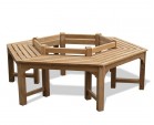 Teak Tree Seat Hexagonal - Low Back | Hexagonal Tree Bench