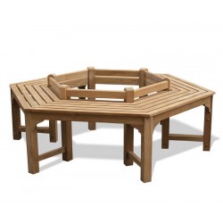Teak Tree Seat Hexagonal - Low Back | Hexagonal Tree Bench