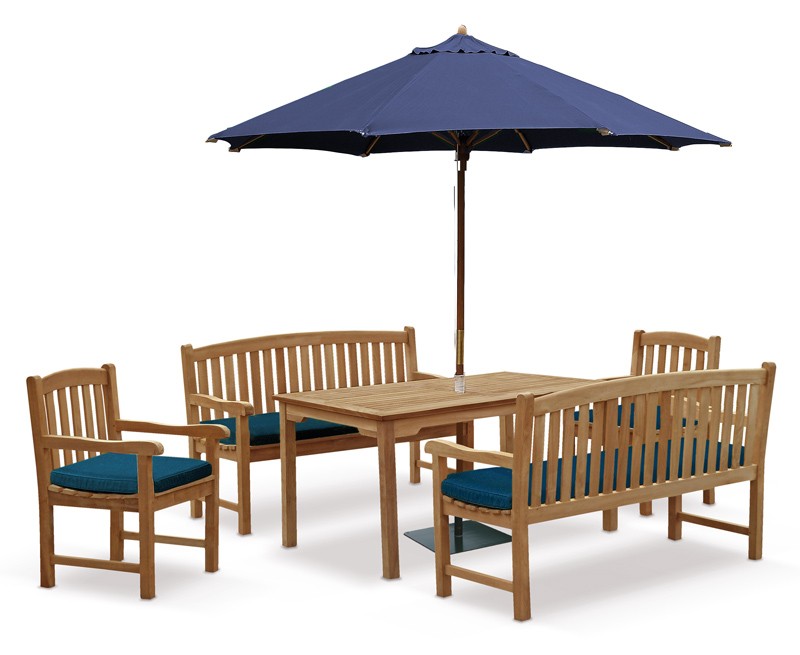 8 Seater Patio Set with Sandringham Table 1.5m, Clivedon Benches