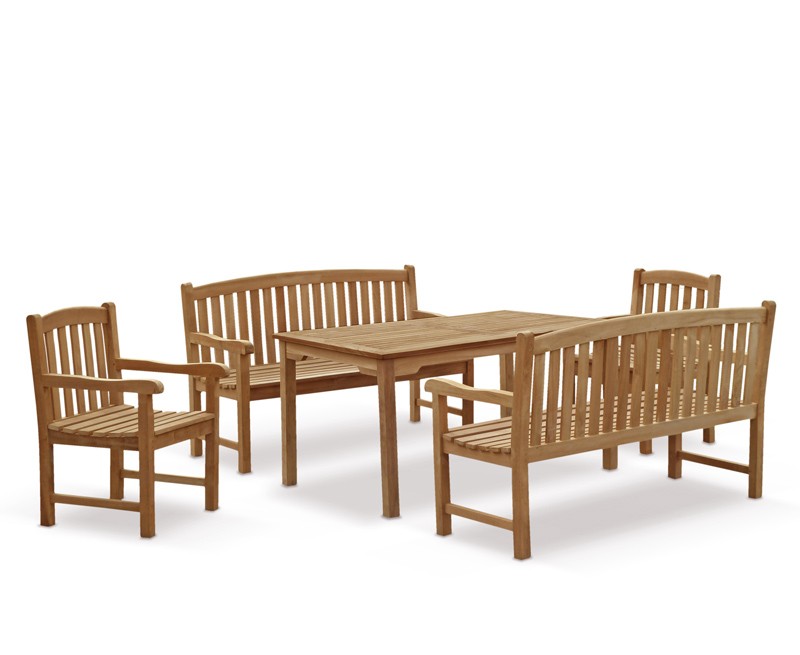 8 Seater Patio Set with Sandringham Table 1.5m, Clivedon Benches