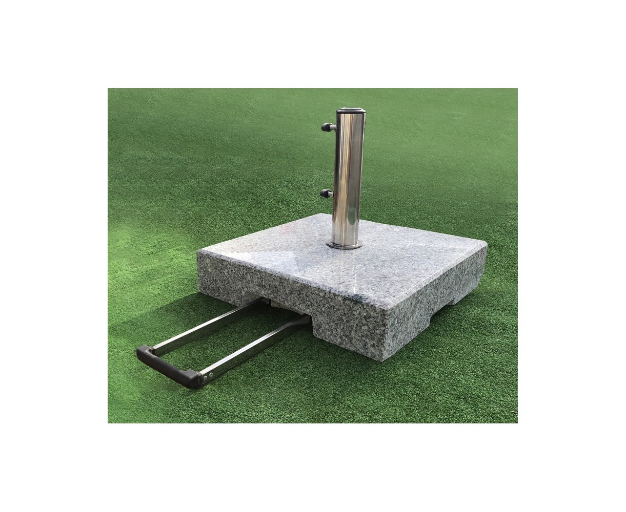 70kg Granite Parasol Base with Wheels and Telescopic Trolley Handle