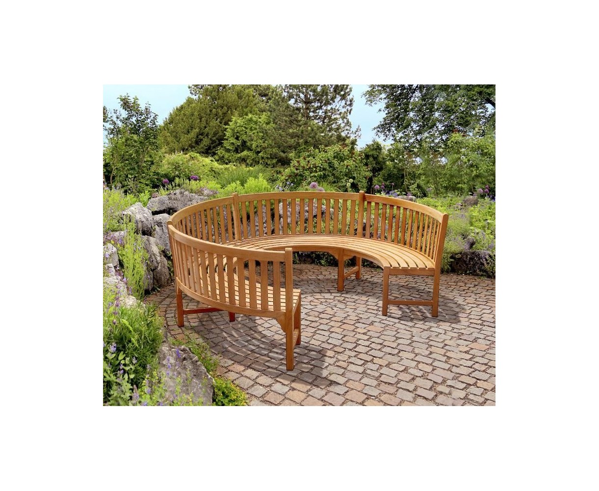 Henley Teak Curved Garden Wooden Bench