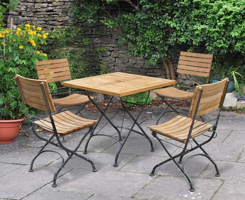 Bistro Square Table and 4 Chairs - Patio Garden Bistro Dining Set