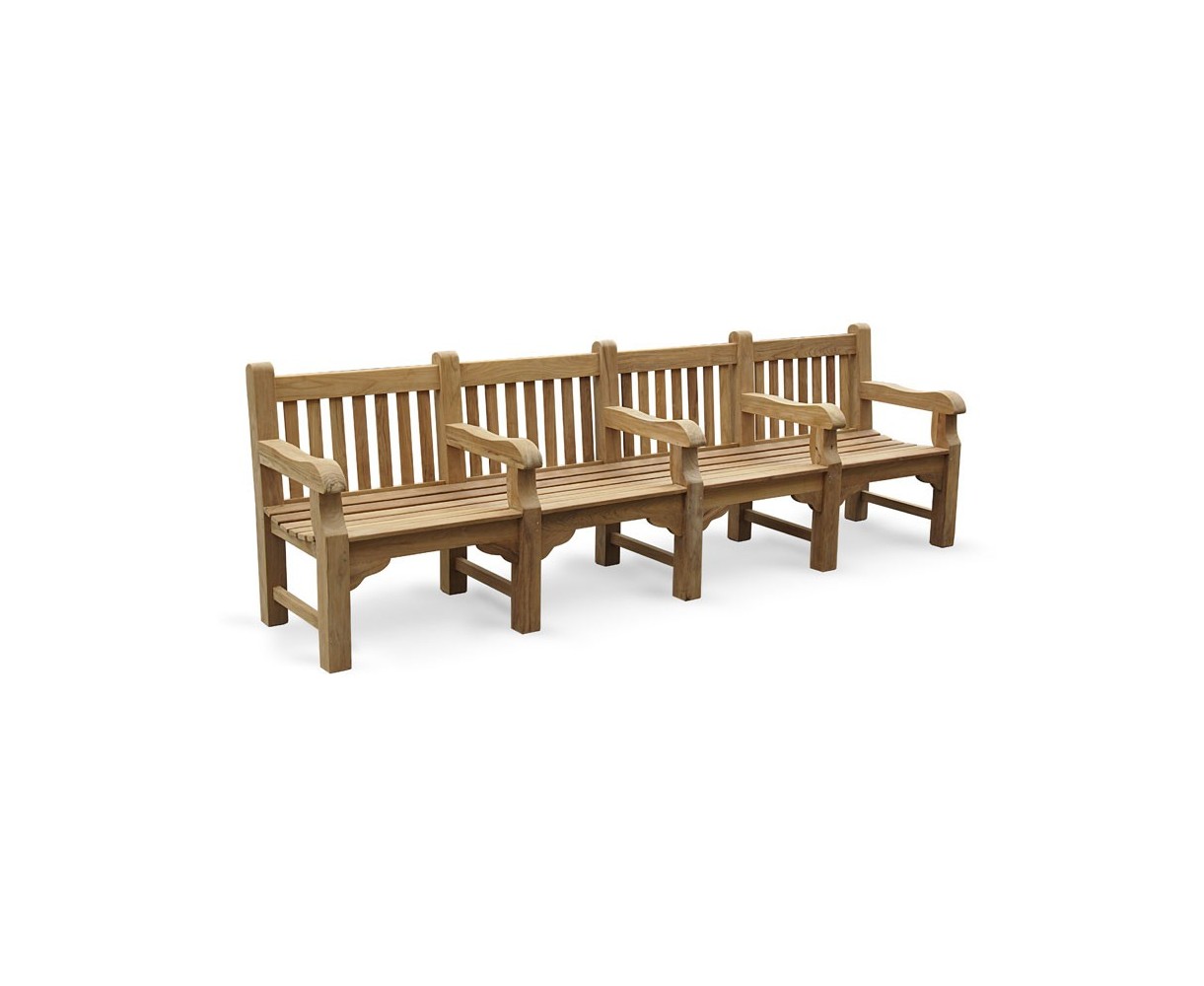 Balmoral Park Bench - Teak Wooden Street Bench - 3m