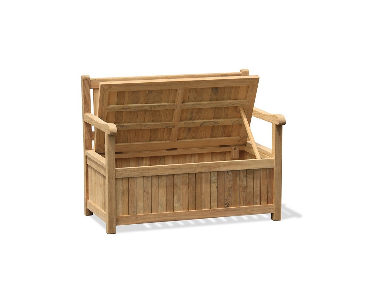 Windsor Teak Garden Storage Bench with arms – 1.2m