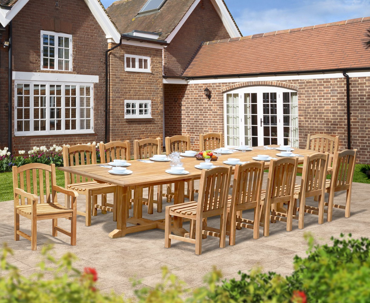 12 Seater Patio Set with Hilgrove Rectangle 4m Table, Side & Armchairs