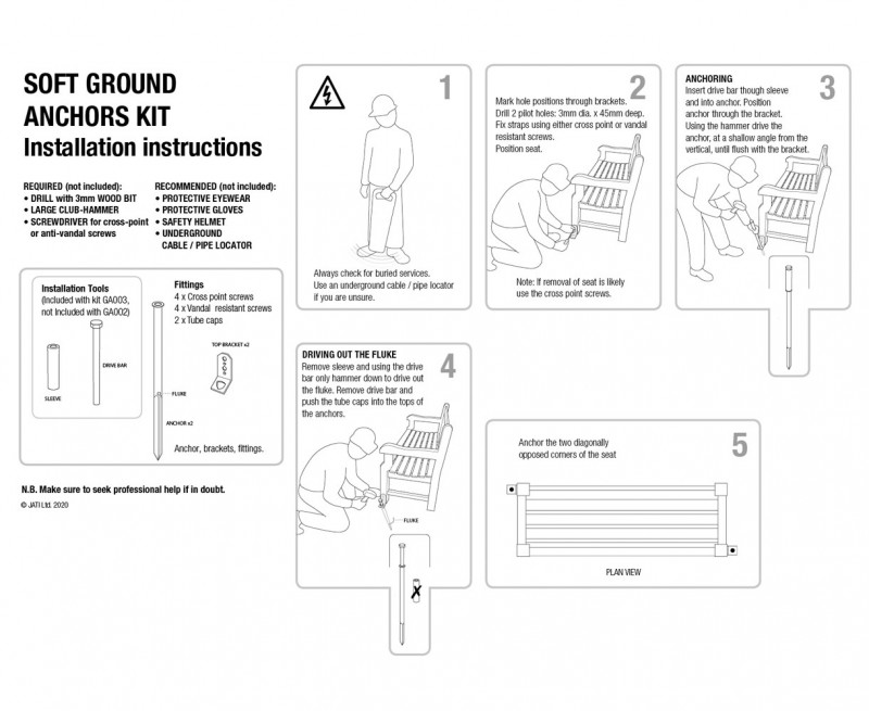Ground Anchor, Bench Anchor, Soft Ground incl installation Tools