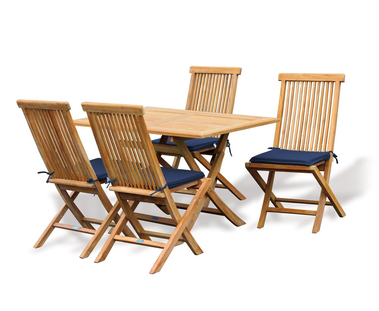Rimini Rectangular Garden Folding Table and Chairs Set Outdoor Patio Wooden Dining Set