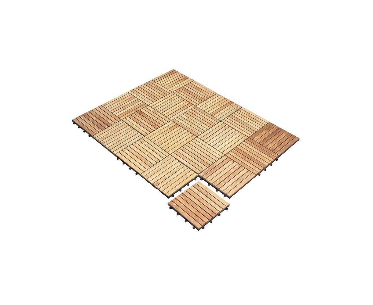 Classic Parquet Pattern 0.9m2 Teak Interlocking Deck Tiles - 10pcs