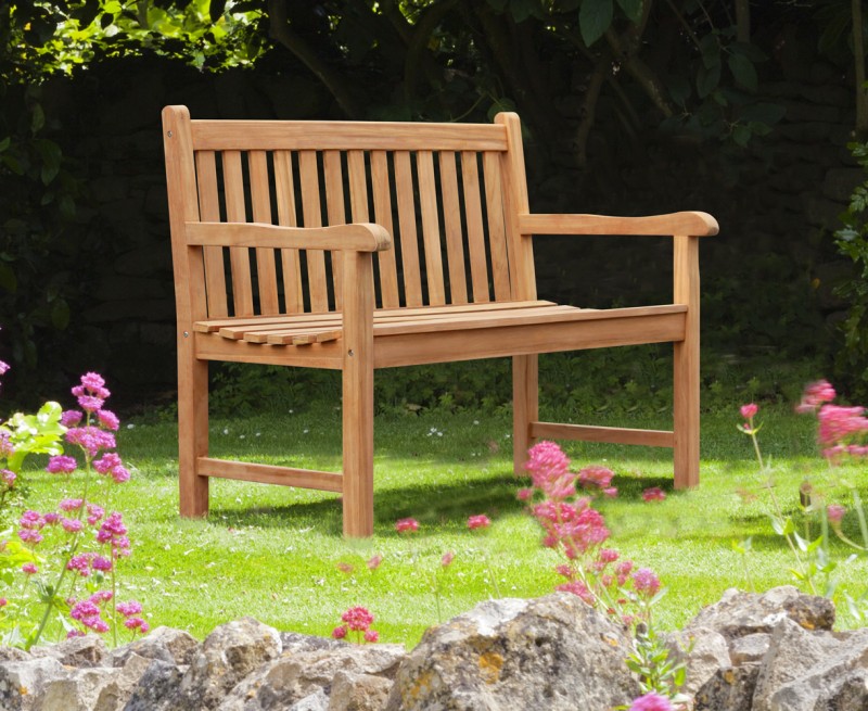York Teak Garden Bench, Flat Pack - 1.2m