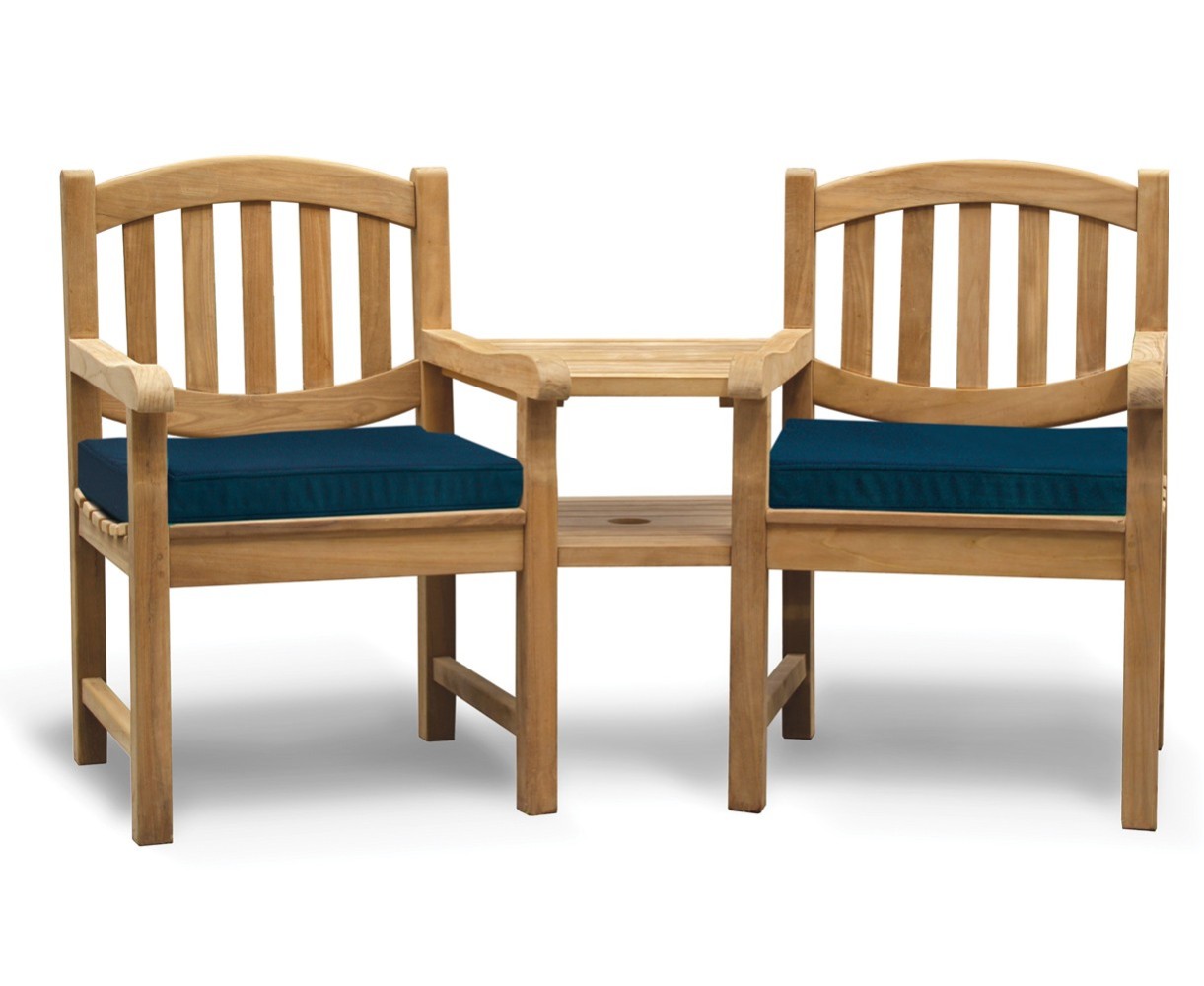Ascot Teak Garden Companion Seat Bench - Garden Tete a Tete Bench