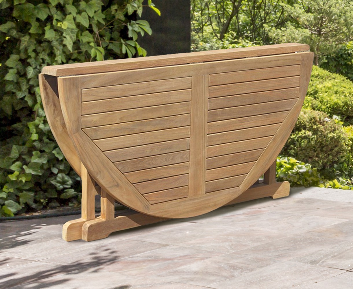 Berrington Teak Circular Drop Leaf Table – 1.5m