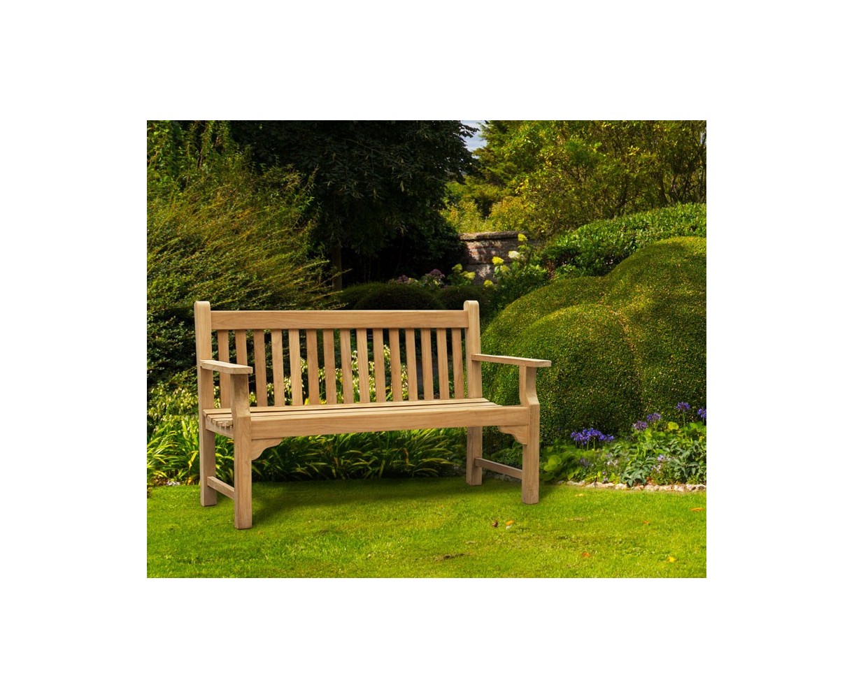 Taverners Teak 3 Seater Garden Bench | Wooden Park Bench