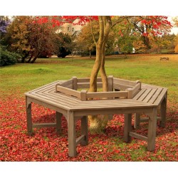 Teak Tree Seat Hexagonal - Low Back | Hexagonal Tree Bench
