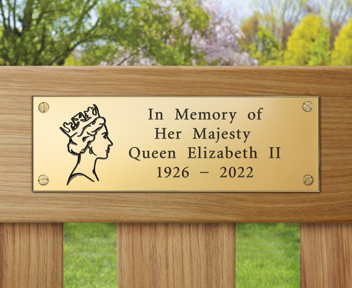 HM Queen Elizabeth II Engraved Brass Plaque (A) - 150x50mm