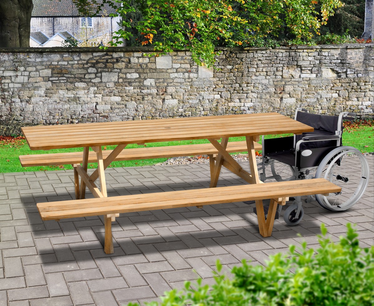 Wheelchair Accessible Picnic Bench - Teak - 2.4m