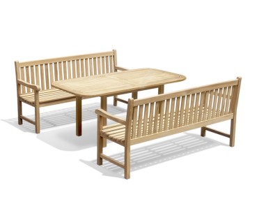 1.8m Teak Carida Table and York Bench Set