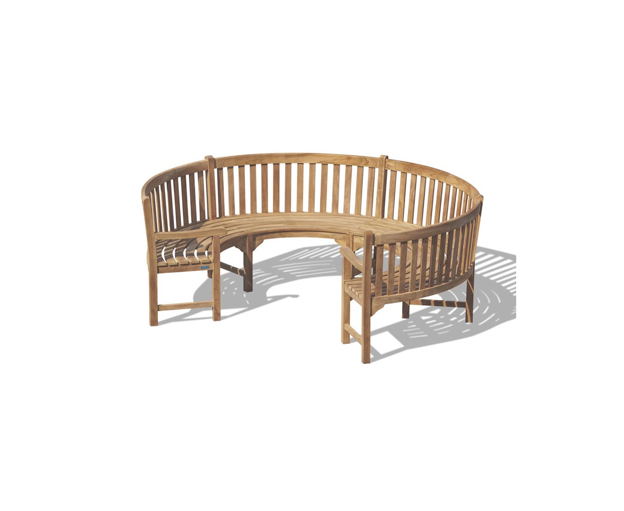 Henley 3/4 Teak Curved Wooden Bench with Arms