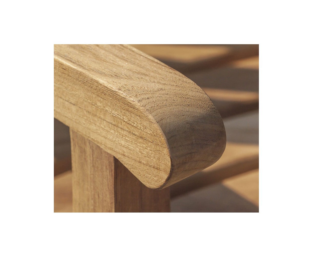 Henley 3/4 Teak Curved Wooden Bench with Arms