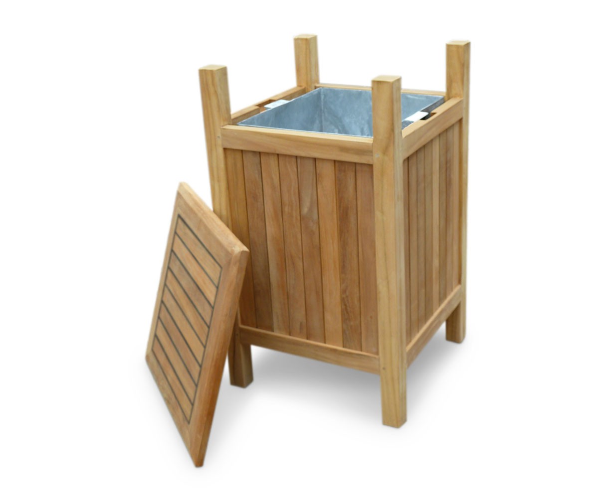 Outdoor Club Litter Bin, Teak and Steel