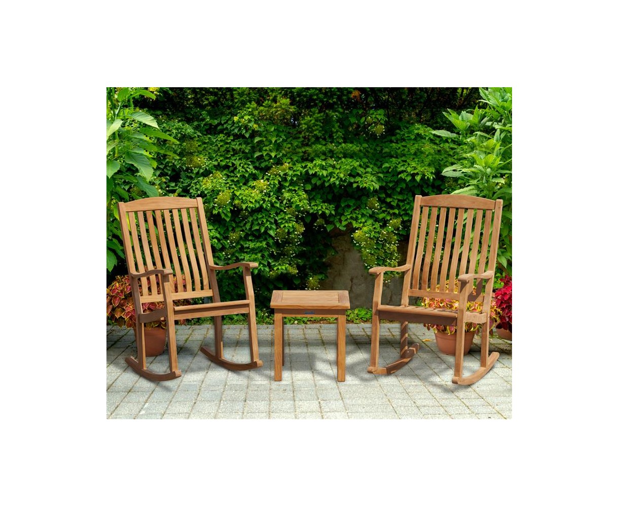 Square 50cm Table and 2 Rocking Chairs Set