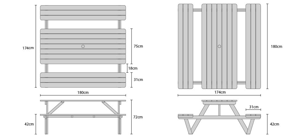 Teak 6ft Garden Pub Bench | Teak Picnic Table