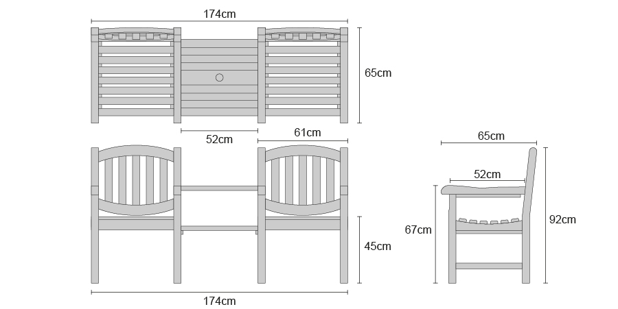 Ascot Vista Teak Companion Seat