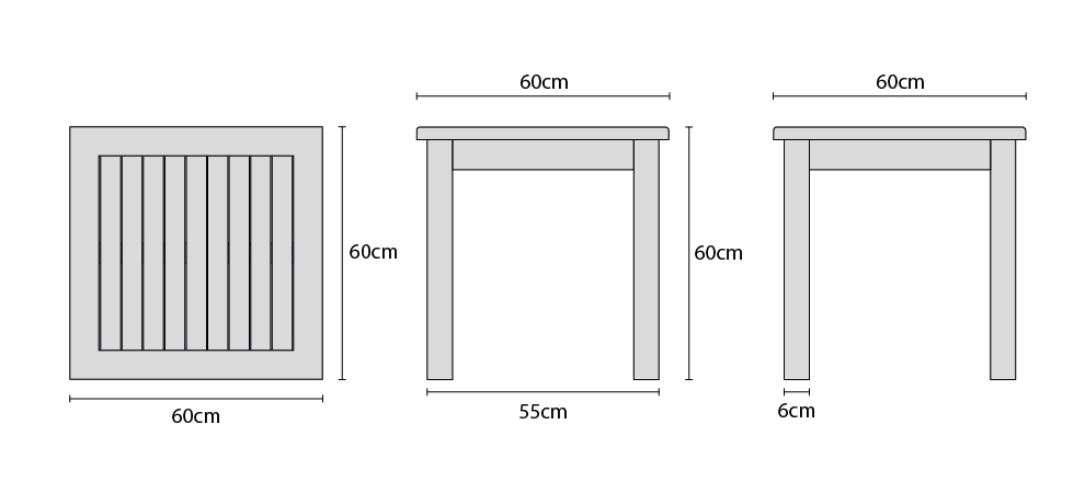 Hilgrove Teak Tea Table, Outdoor Side Table - 60cm